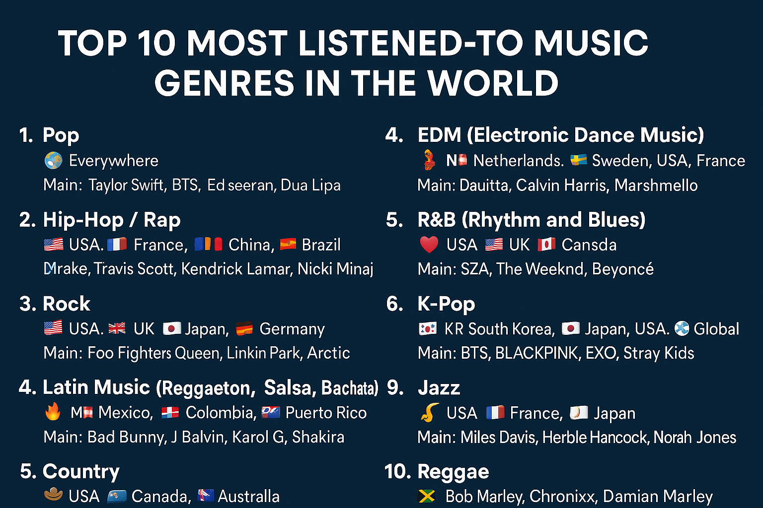 Top 10 Most Listened-To Music Genres in the World - Sassy Feeds