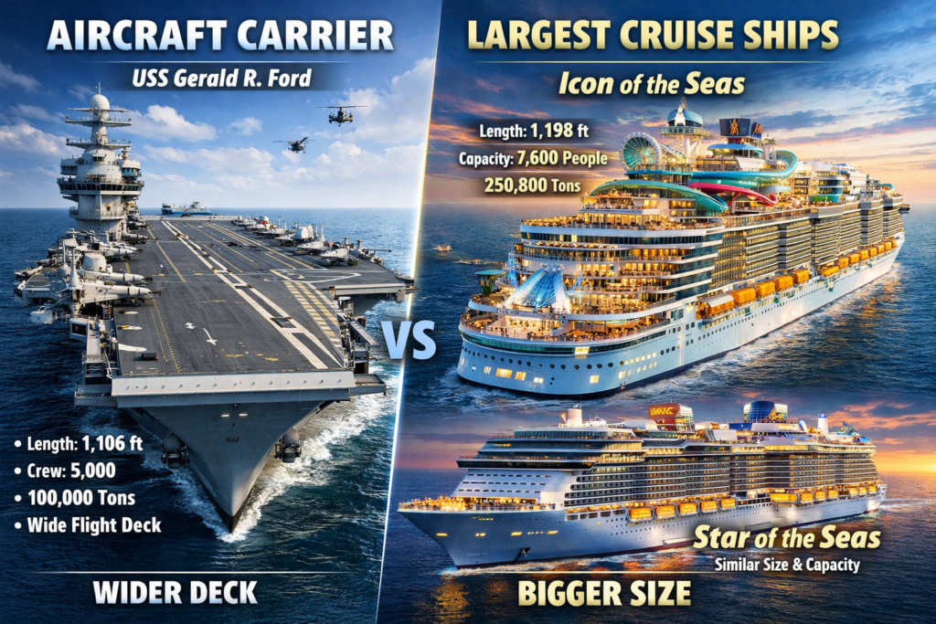 Cruise Ship Compared To Aircraft Carrier